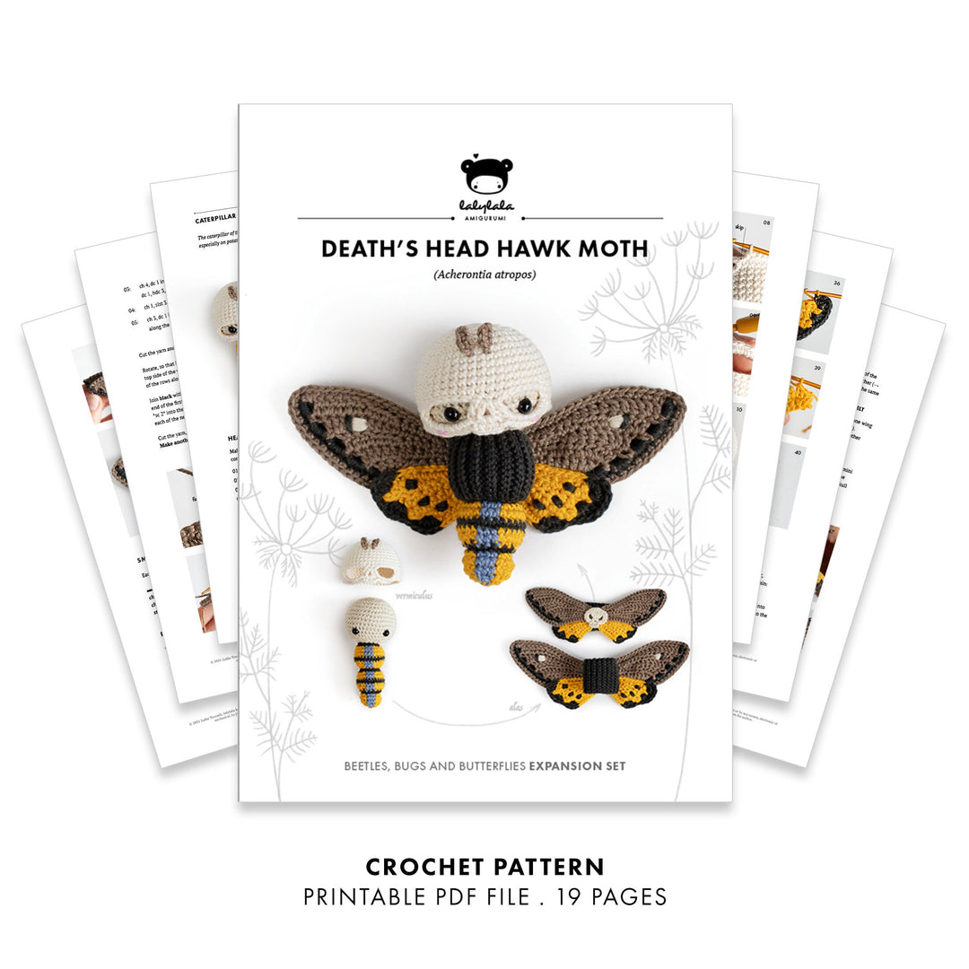 Amigurumi Crochet Pattern . Death's Head Hawk Moth – Lalylala Amigurumi